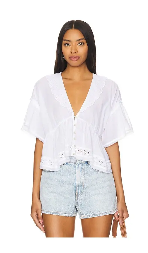 Free People Bella Cutwork Top In Optic White - 6% Off | Editorialist